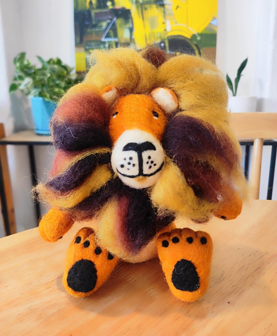Needle Felted Lion Toy: Hand-sewn Wool Safari Decor - Etsy