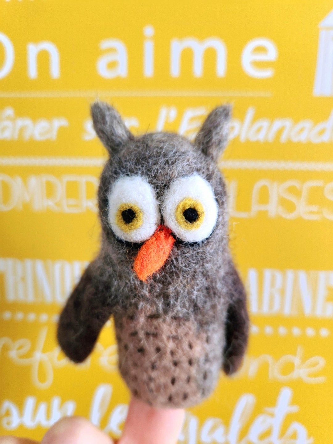 Felt Owl Finger Puppet – Handmade Wool Toy for Kids – Adorable Woodland ...