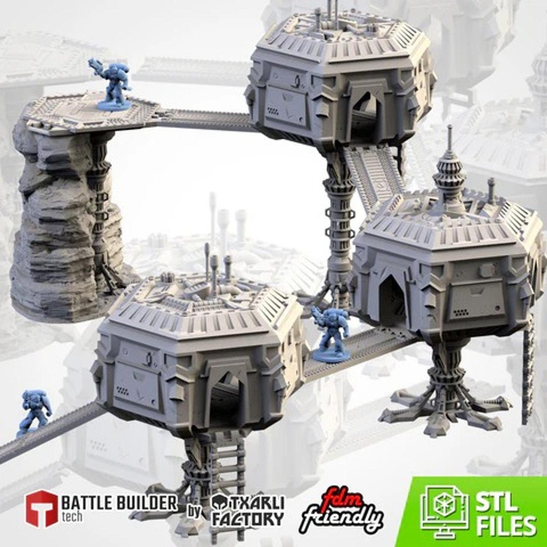 Sci-fi City Terrain Set of 4 Platforms 3D Printed Wargaming Scenery - Etsy