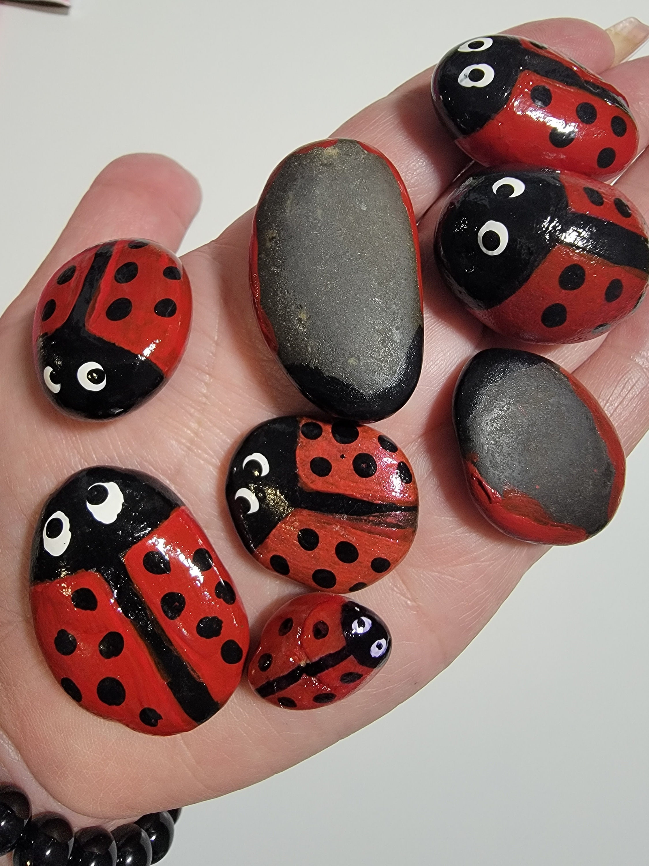 Ladybug Rocks, Worry Rock, Anxiety Stone, Kindness Garden Stones ...