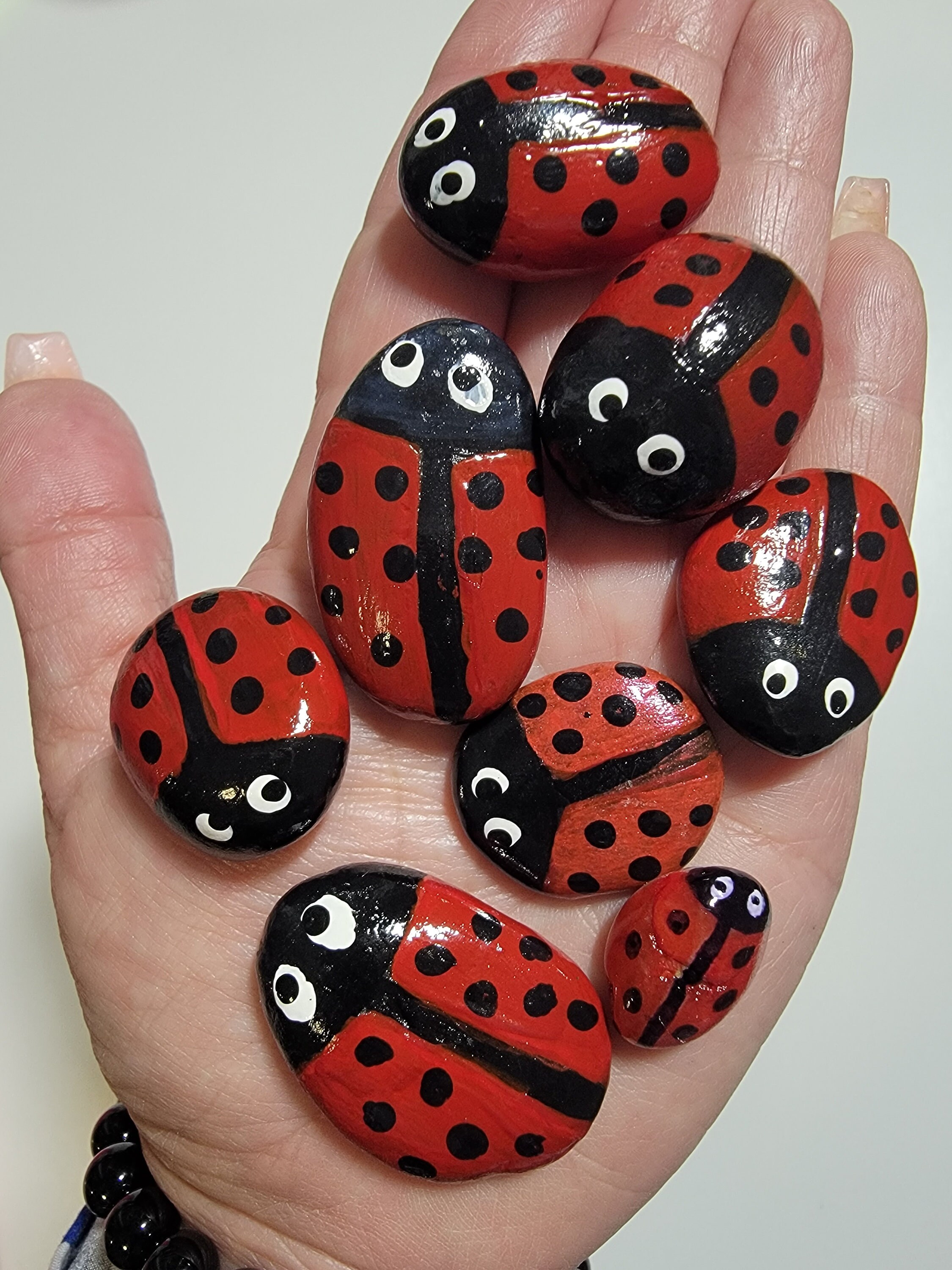 Ladybug Rocks, Worry Rock, Anxiety Stone, Kindness Garden Stones ...