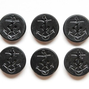 Black Pea Coat Anchor Buttons, Vintage Buttons, Nautical Buttons ...
