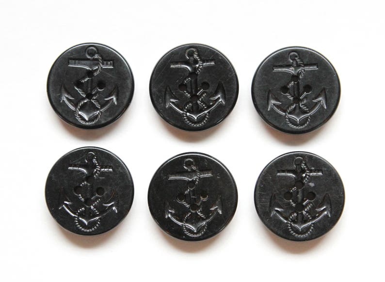 Black Pea Coat Anchor Buttons Vintage Buttons Nautical | Etsy