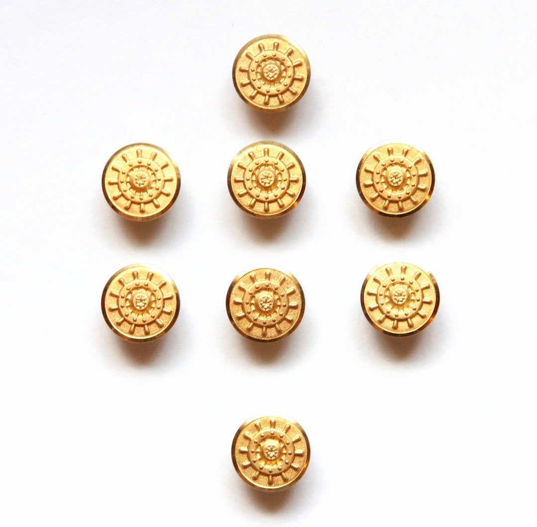8 Matching Metal Ships Wheel Vintage Buttons, Gold Brass Blazer Buttons ...