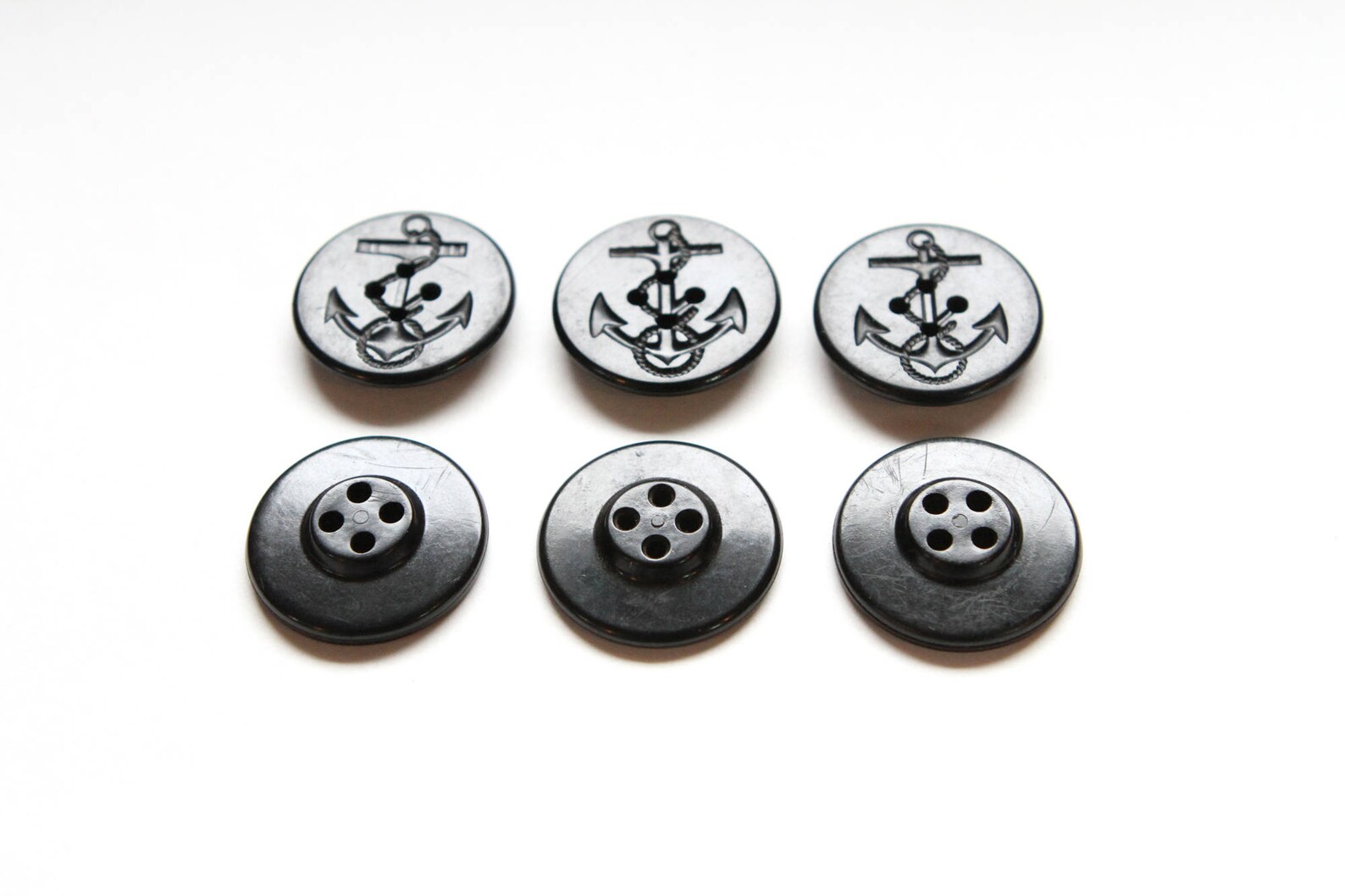 Black Pea Coat Anchor Buttons Vintage Buttons Nautical | Etsy
