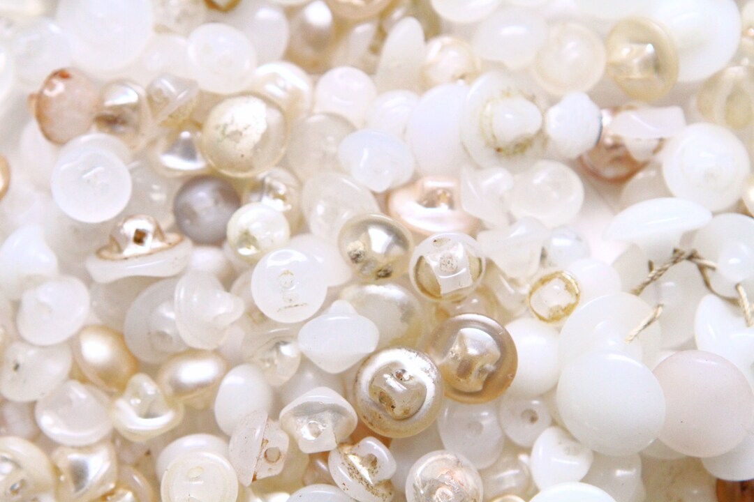 Shabby Glass Button Lot, Vintage Pearl Glass and Clambroth Buttons in ...