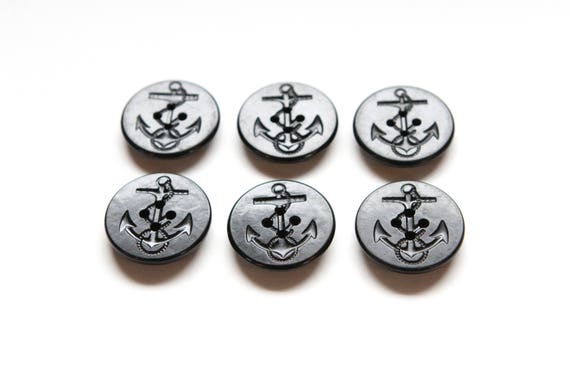 Black Pea Coat Anchor Buttons Vintage Buttons Nautical | Etsy