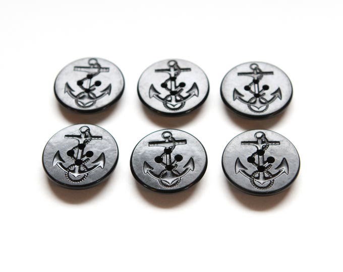 Black Pea Coat Anchor Buttons, Vintage Buttons, Nautical Buttons ...