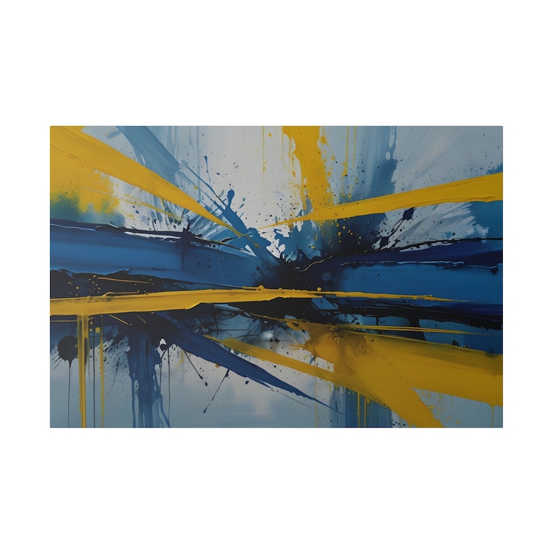 Abstract Painting Blue and Yellow - Etsy