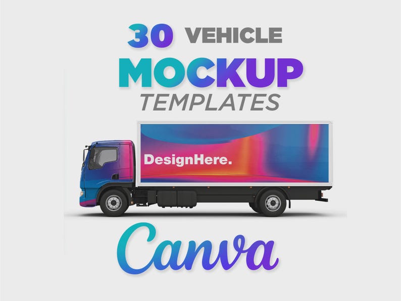 30 Vehicle Mockup Templates for Canva | Easy | Side Profile | Truck ...