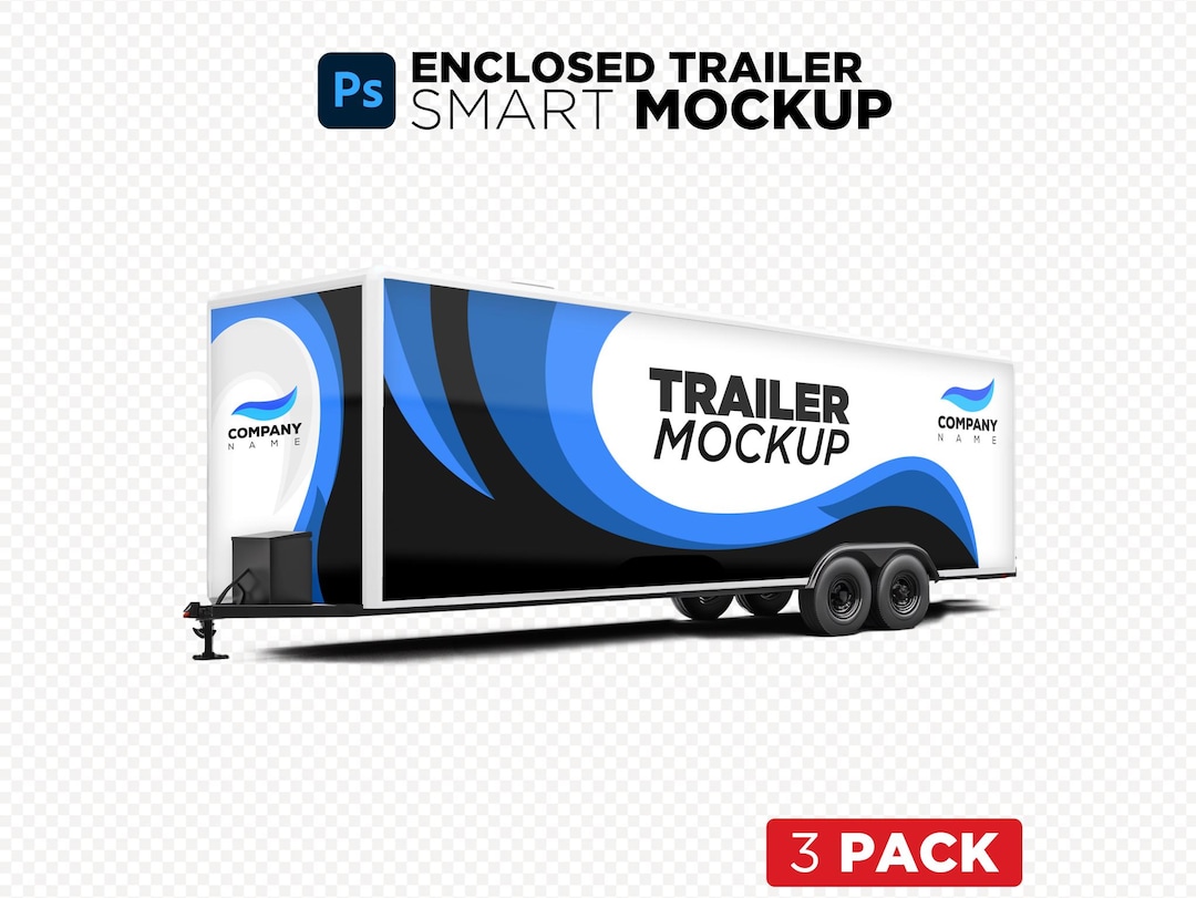 Enclosed Racing Trailer SMART Mockup Template PSD for Freelance Design ...