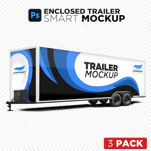 Enclosed Racing Trailer SMART Mockup Template PSD for Freelance Design ...