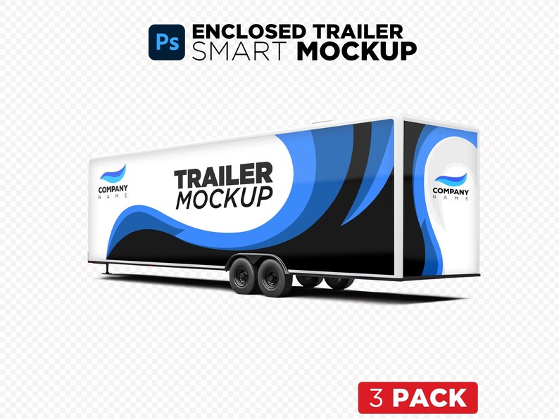 Enclosed Racing Trailer SMART Mockup Template PSD for Freelance Design ...