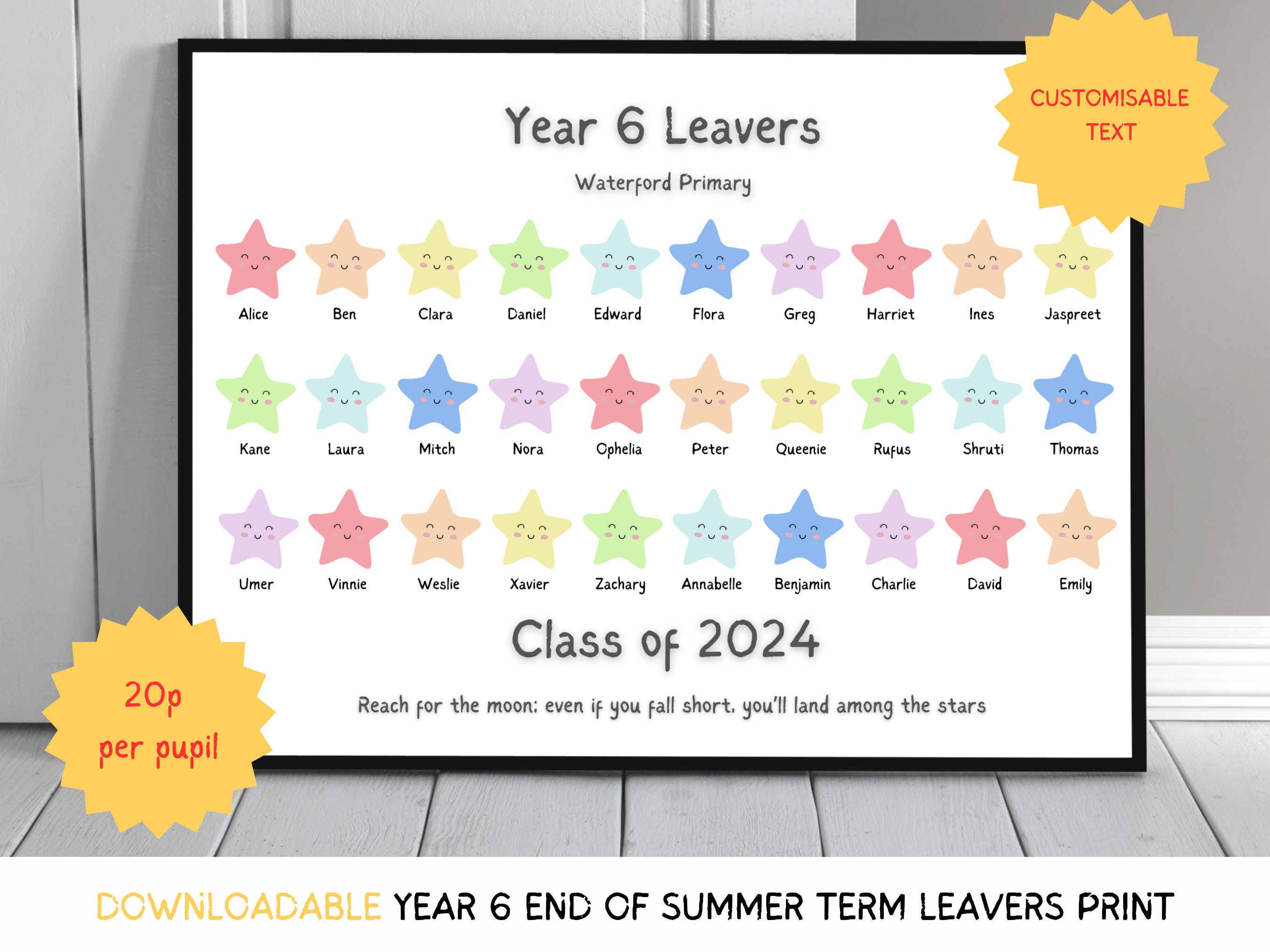 Year 6 Leavers Print, Year 6 Leavers Gift, Year 6 End of School, Year 6 ...