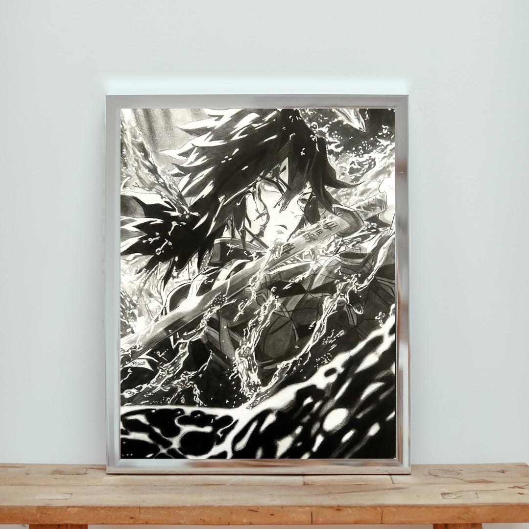 Giyu Tomioka (demon Slayer) - Print of Drawing A3 (11.7 Inches X 16.5 ...
