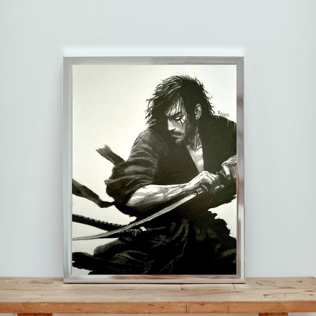 Miyamoto Musashi Samurai - Print of Drawing A3 (11.7 X 16.5 Inches ...