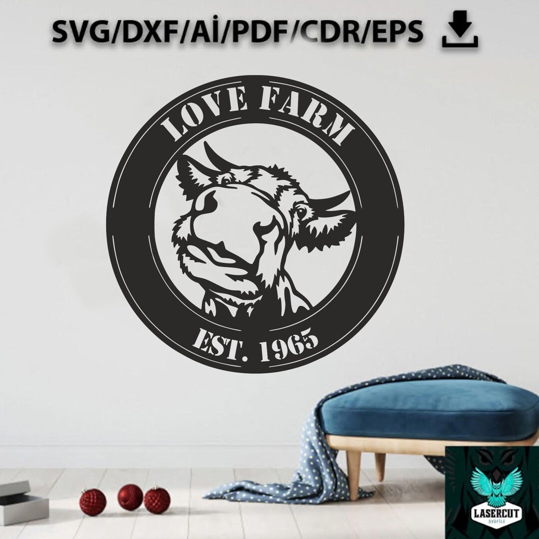 Personalized Cow Metal Sign Svg Dxf Files Wall Sticker Engraving Decal ...