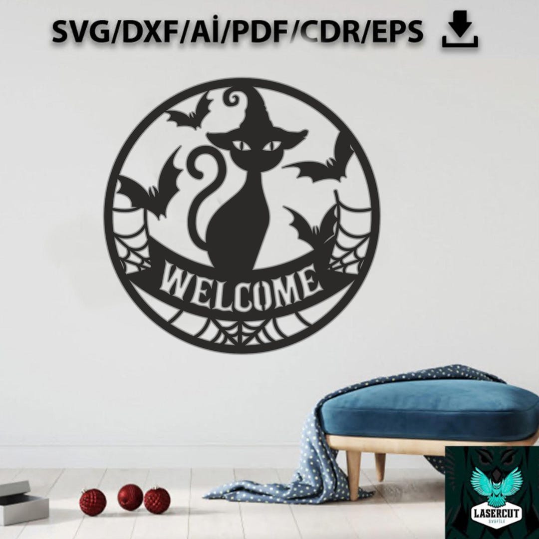 Custom Hallowen Decor Svg Laser Cut Svg Dxf Files Wall Sticker ...