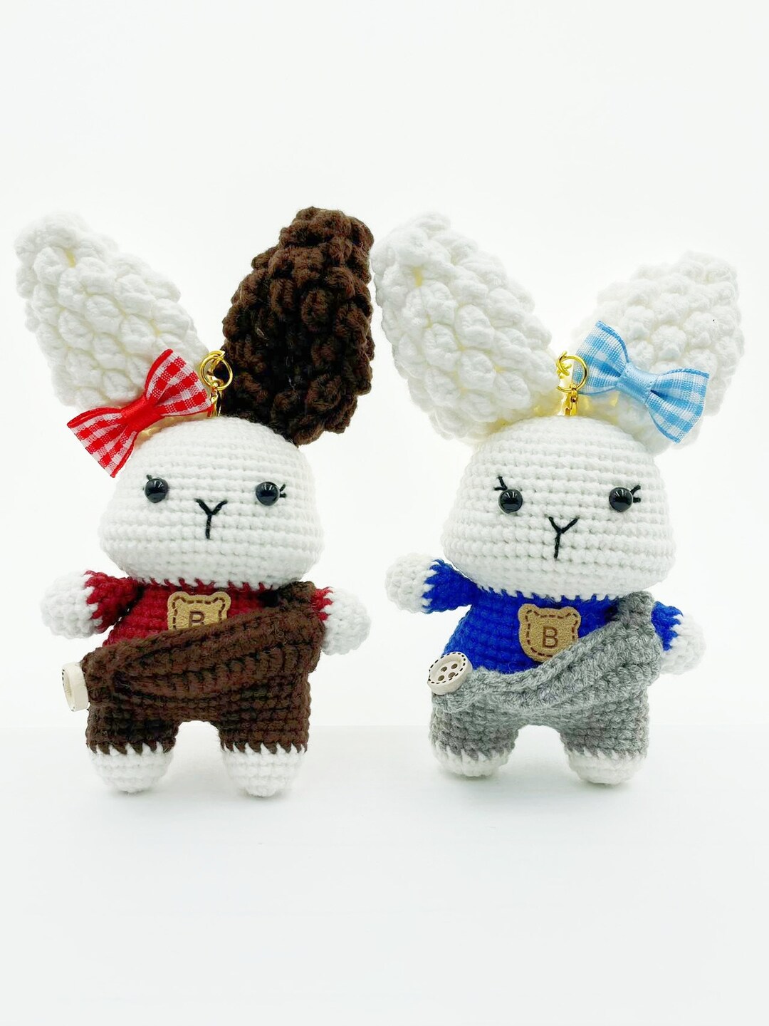 Handmade Crochet Bunny Rabbit Keychain Ornament Adorable Accessories ...