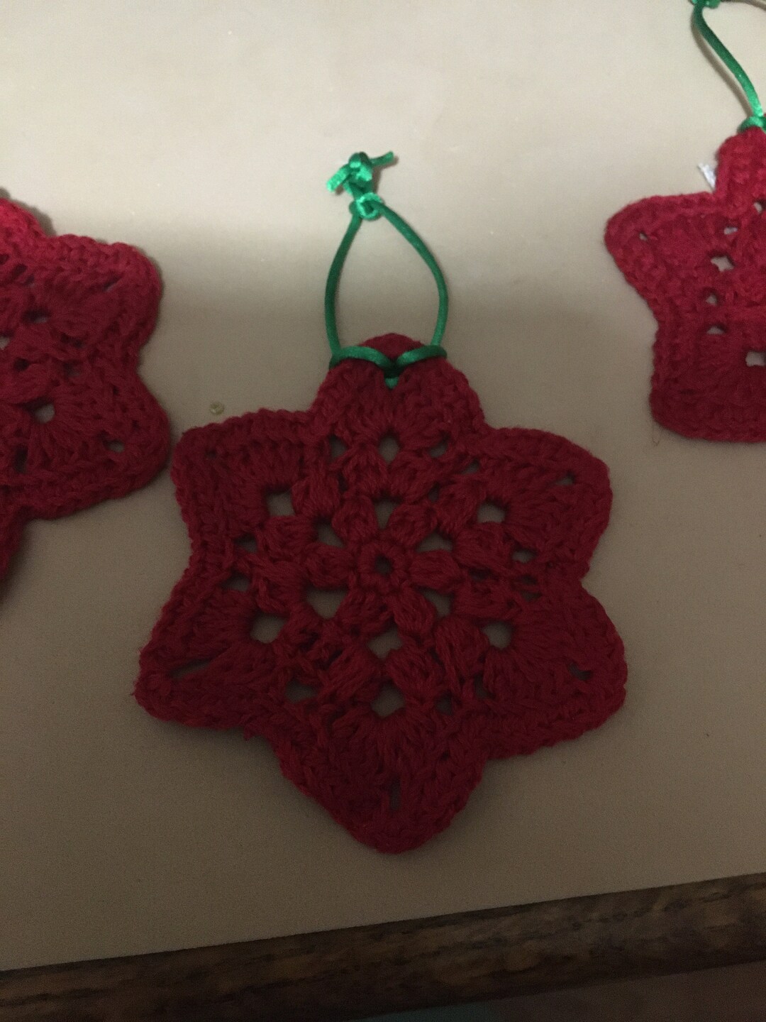 Handmade Red Christmas Snowflake Ornaments-set of 4 - Etsy
