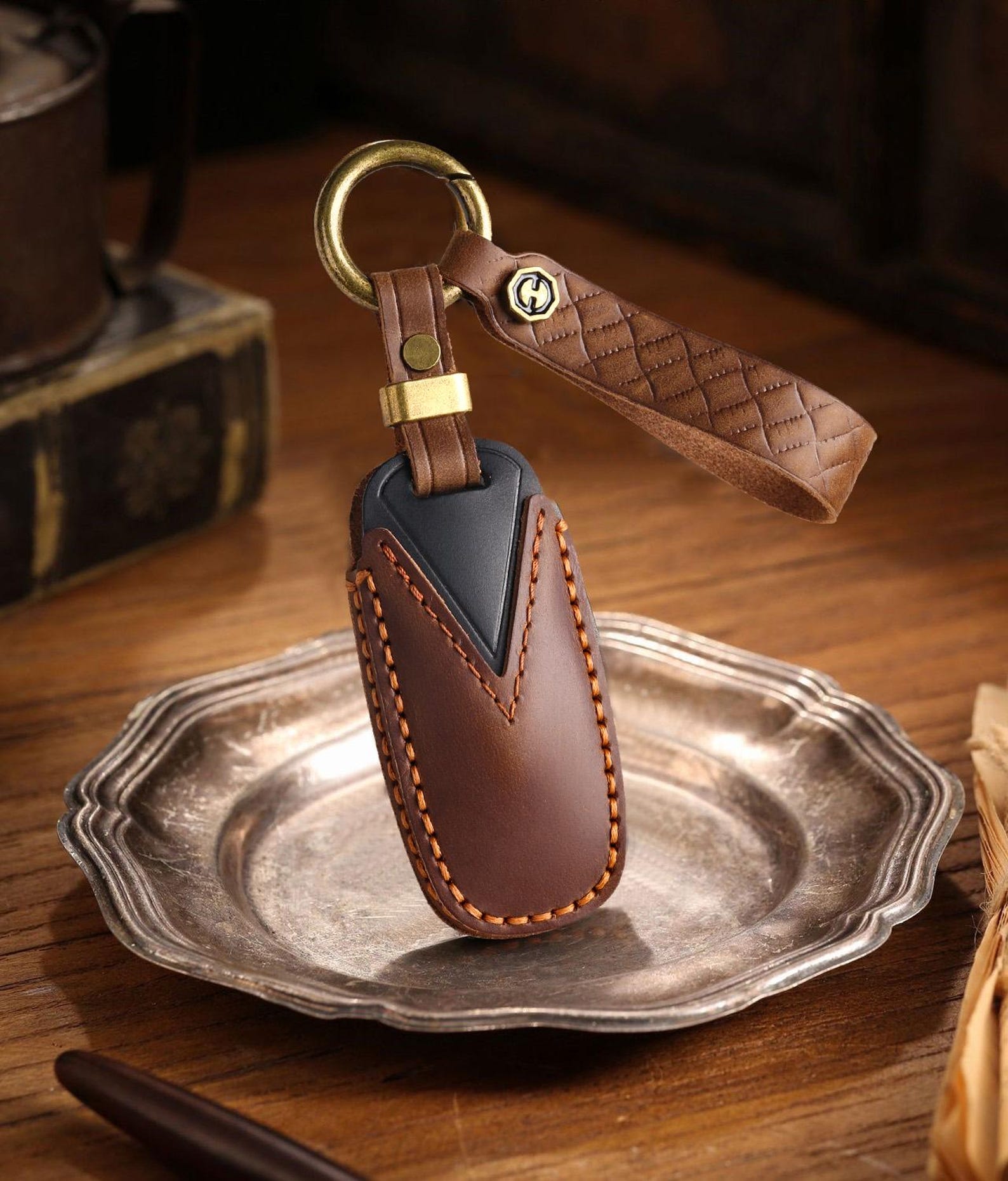 Handmade Leather Key Fob Cover Fit for Q3 Q5 Q7 Q8 A3 A4 A5 A6 A8 ...