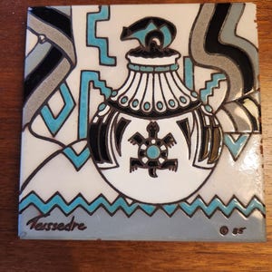 Native American Inspired Design Art Tile. Signed "teissedre 85" - Etsy