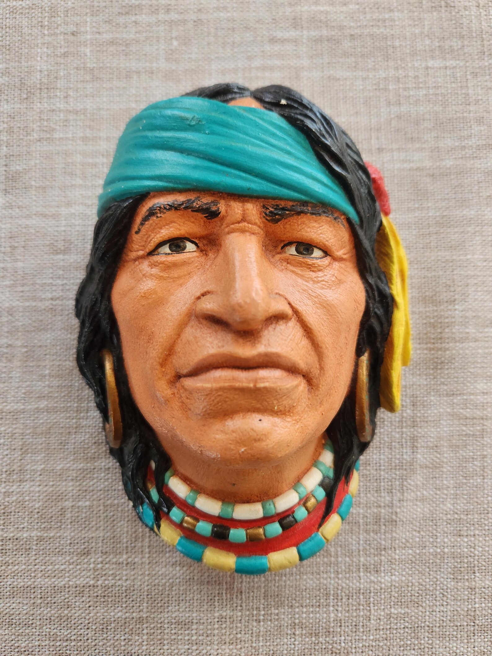 Vintage Chalkware Native American Bust Wall Art - Etsy