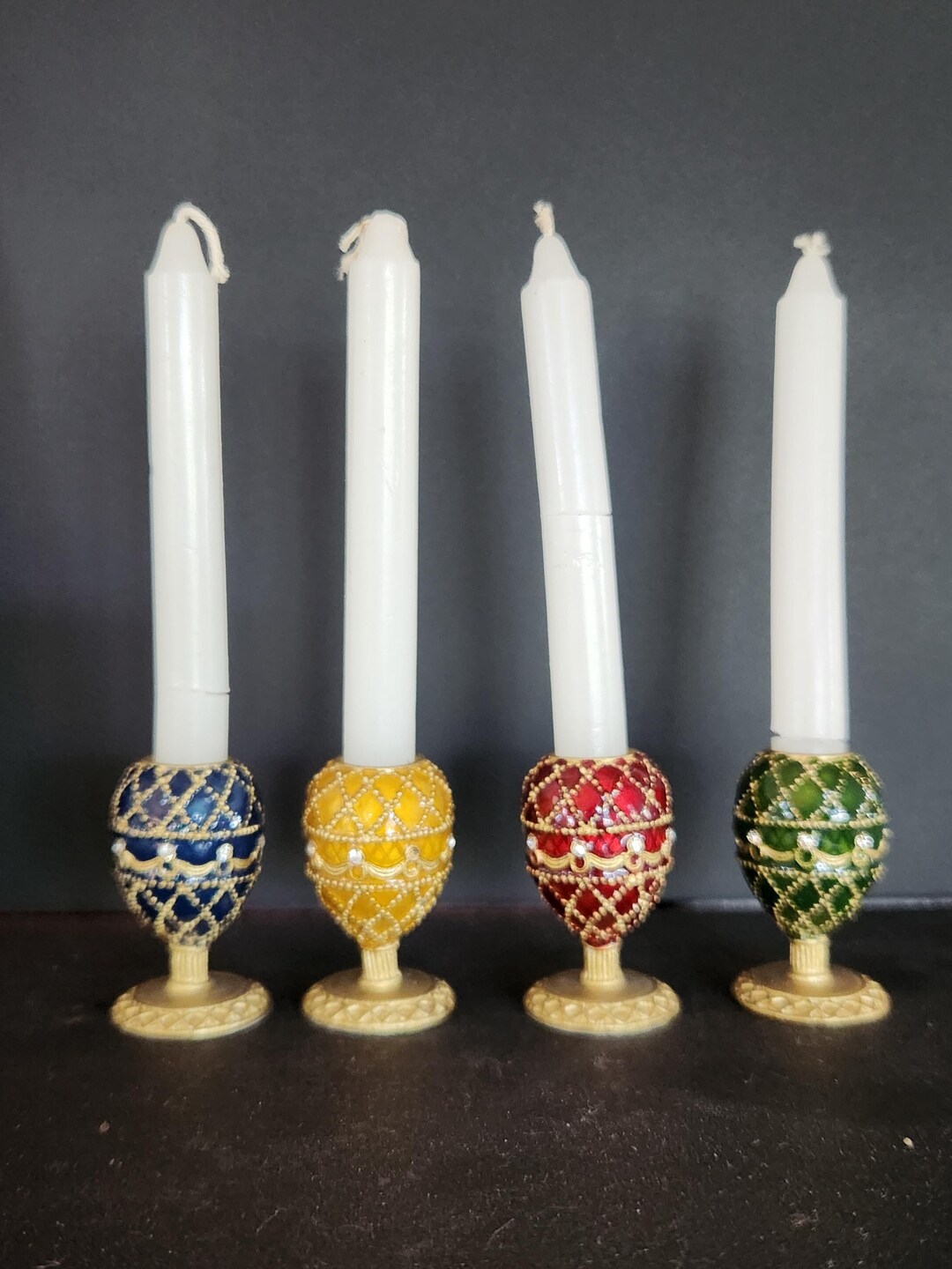 Faberge Russian Imperial Egg Style Candle Holders - Set of Four - No ...