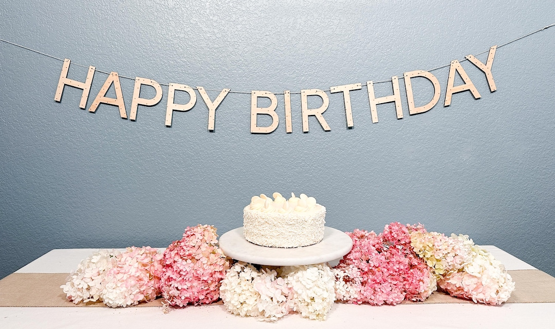 Wood Happy Birthday Banner: Modern Polka Dot Party Decor - Etsy