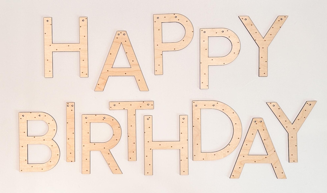 Polka Dot Happy Birthday Banner Modern Party Decor Wood Birthday ...