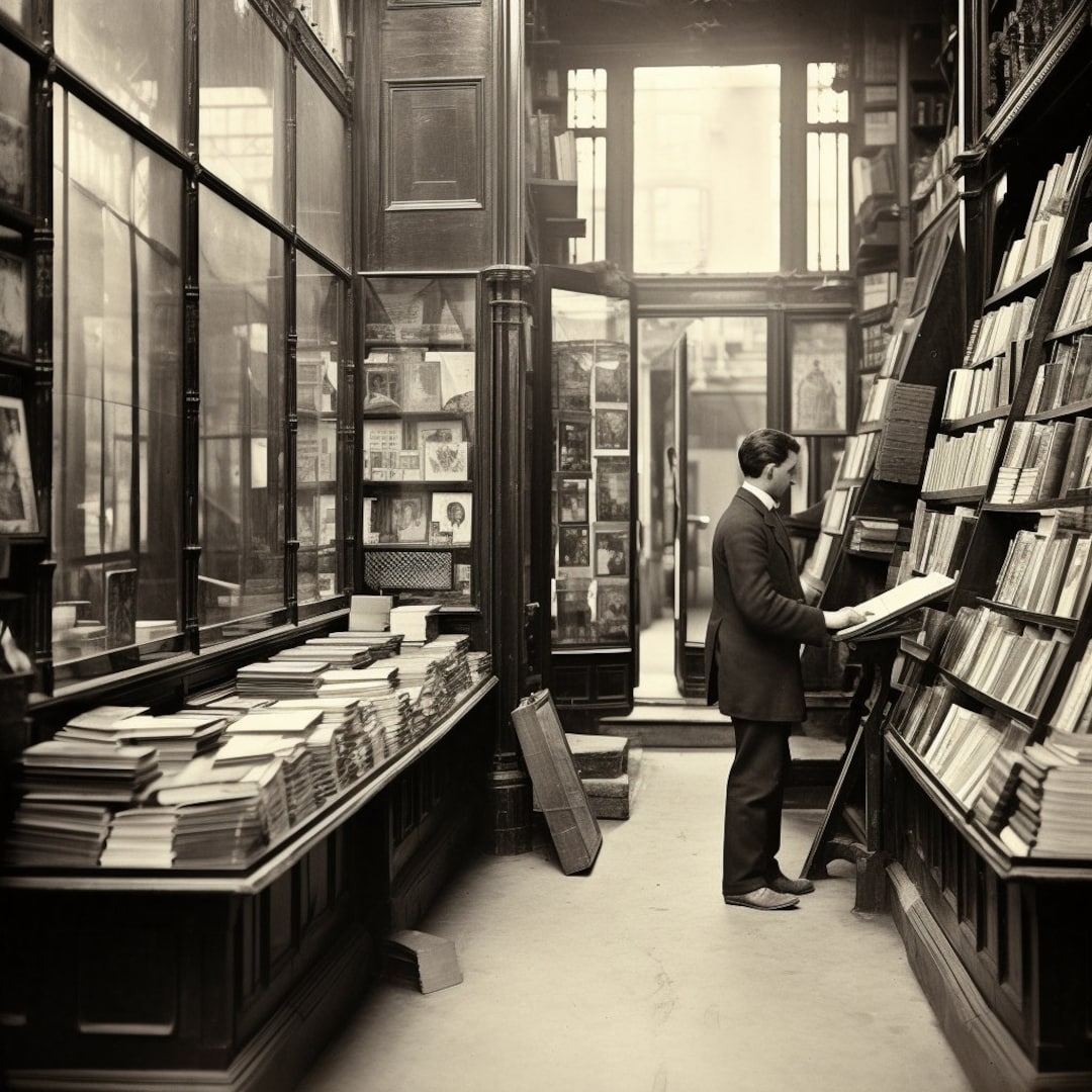 Vintage Art Print 1930's Bookstore Printable Vintage Art Deco Home ...