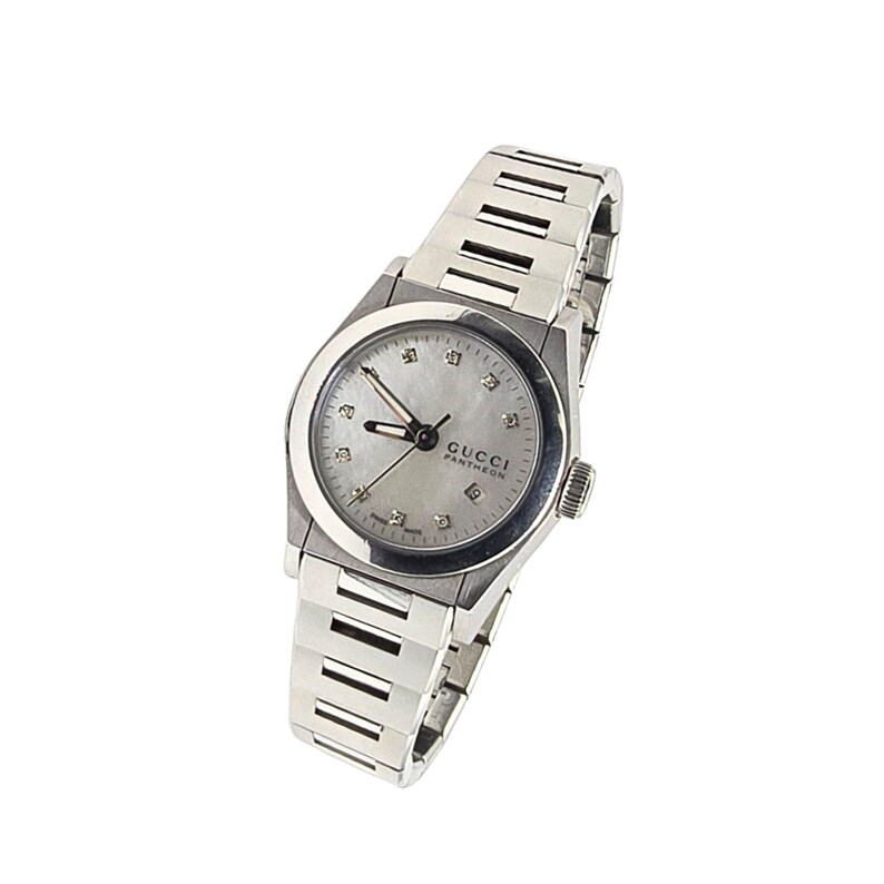 Vintage Gucci Pantheon Stainless Steel Ladies Watch Mother of Pearl and ...