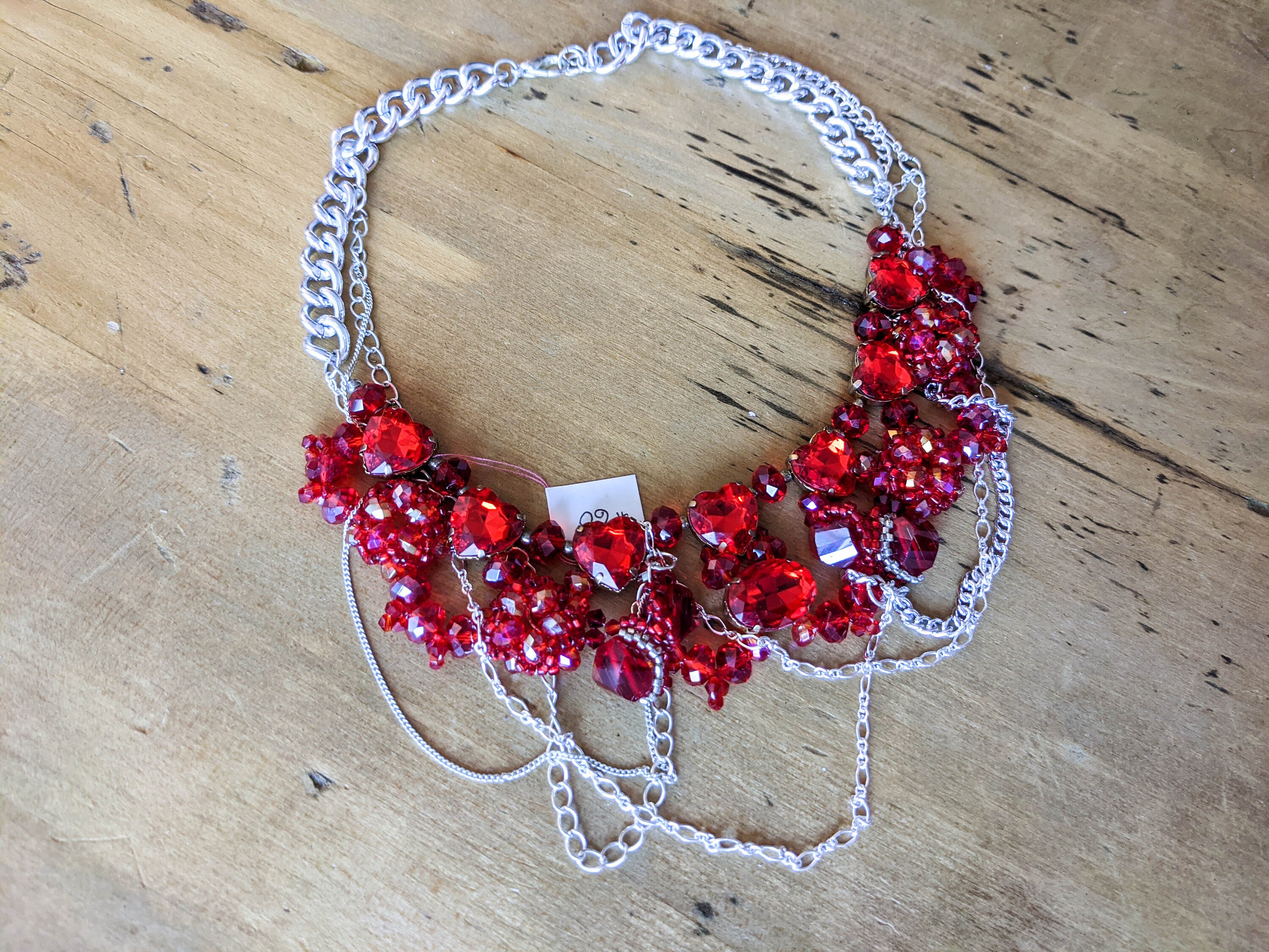 Red Statement Necklace | Multi Chain Necklace | Red Crystal Necklace ...