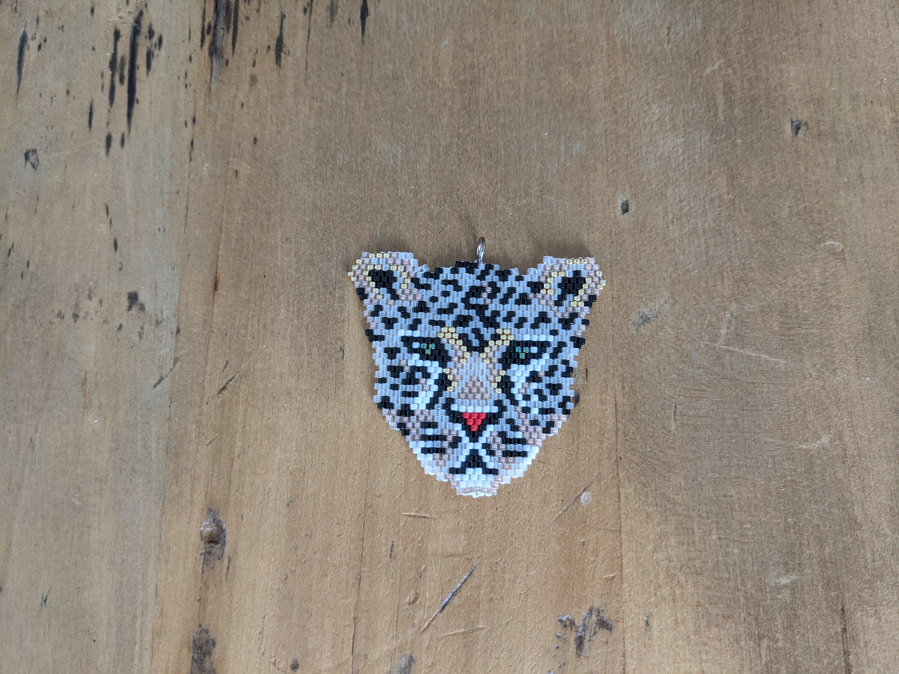 Beaded Cheetah Necklace Pendant | Miyuki Beaded Cheetah Charm | Seed ...