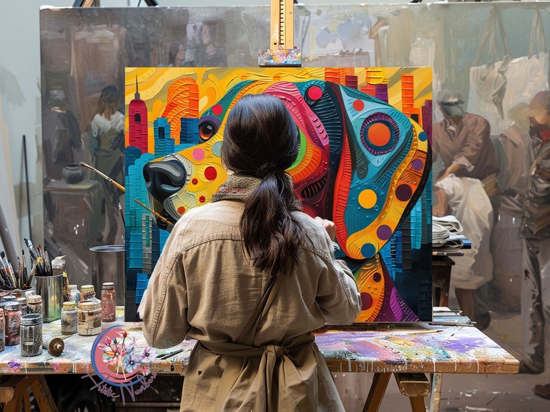 Dog Psychedelic Painting Kit, Diy Painting by Numbers Kit, Paint by ...