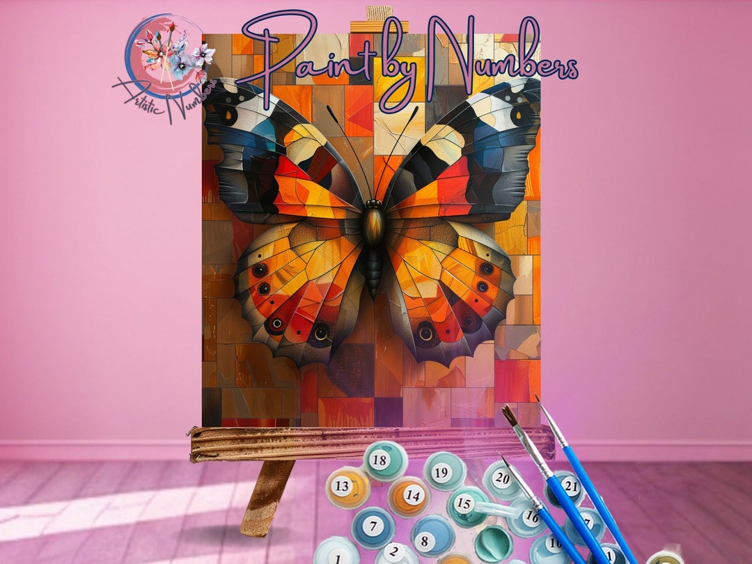 Cubist Abstract Butterfly Painting Kit, Diy Painting by Numbers Kit ...