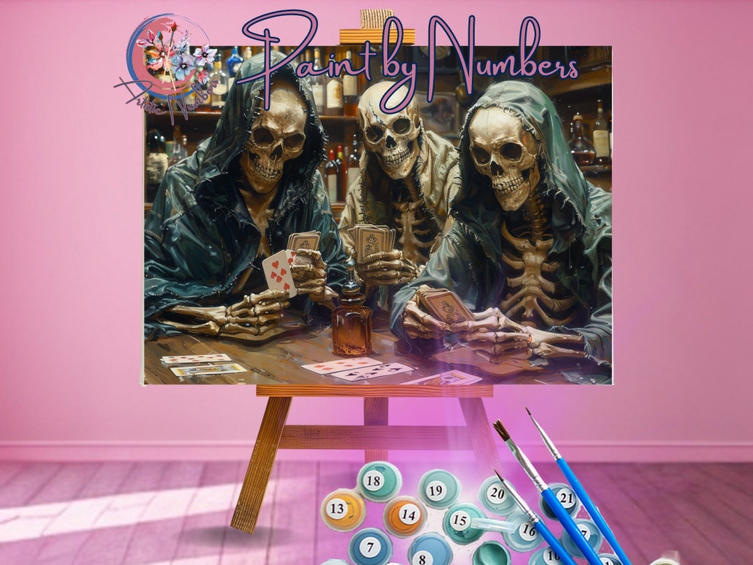 Skeleton Playing Cards Painting Kit, Diy Painting by Numbers Kit, Paint ...