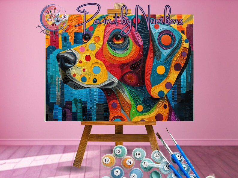 Dog Psychedelic Painting Kit, Diy Painting by Numbers Kit, Paint by ...