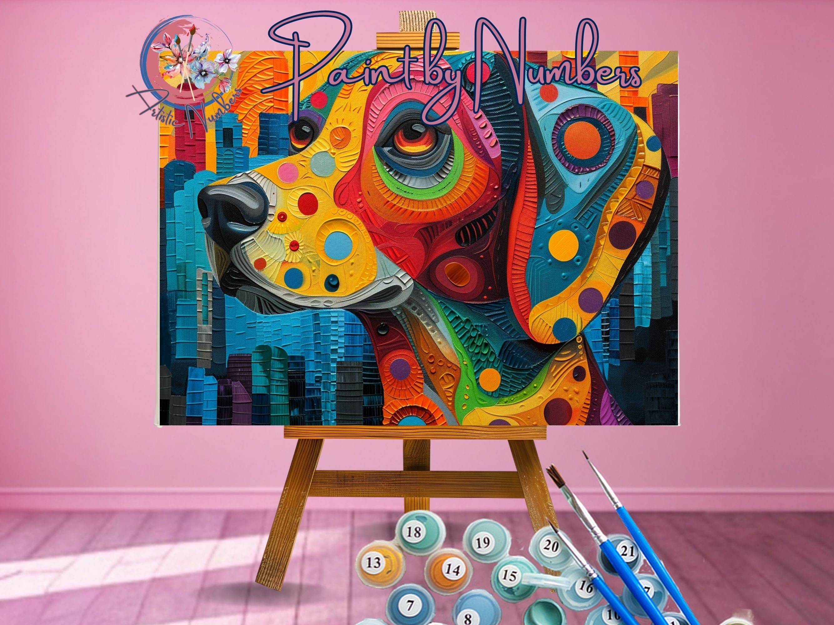 Dog Psychedelic Painting Kit, Diy Painting by Numbers Kit, Paint by ...