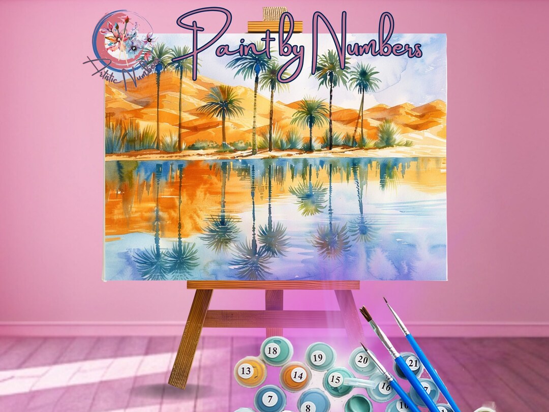 Desert Oasis Landscape Painting Kit, Diy Painting by Numbers Kit, Paint ...