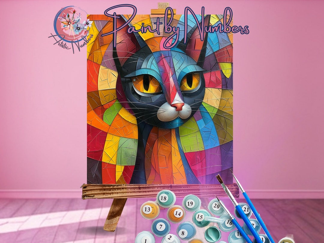 Cubist Cat Painting Kit, Diy Painting by Numbers Kit, Paint by Number ...