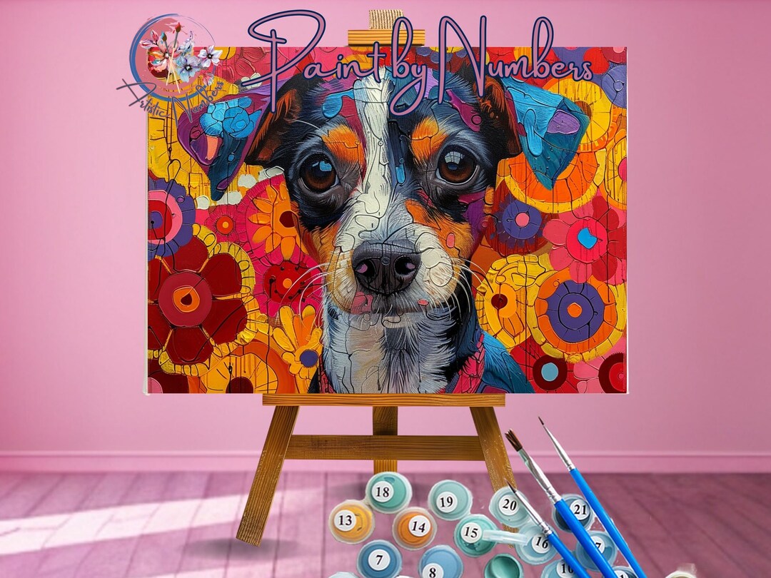 Dog Psychedelic Painting Kit, Diy Painting by Numbers Kit, Paint by ...