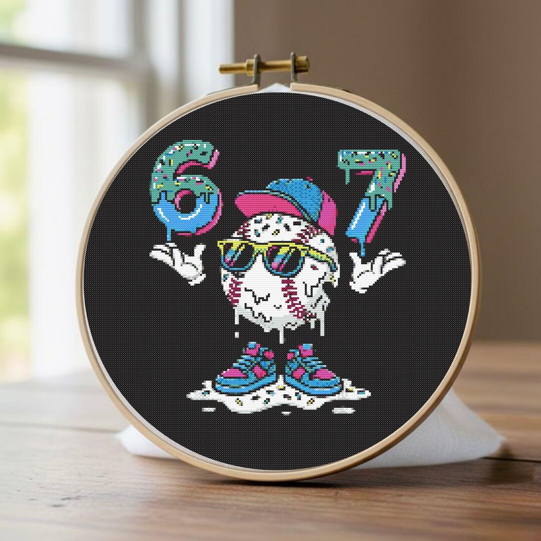 Melting Baseball Cross Stitch Pattern, Street Style Sport Embroidery ...