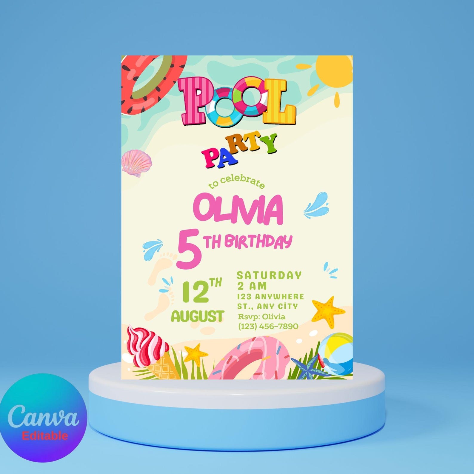 Printable Birthday Invitation, Editable Invitation, Instant Download ...