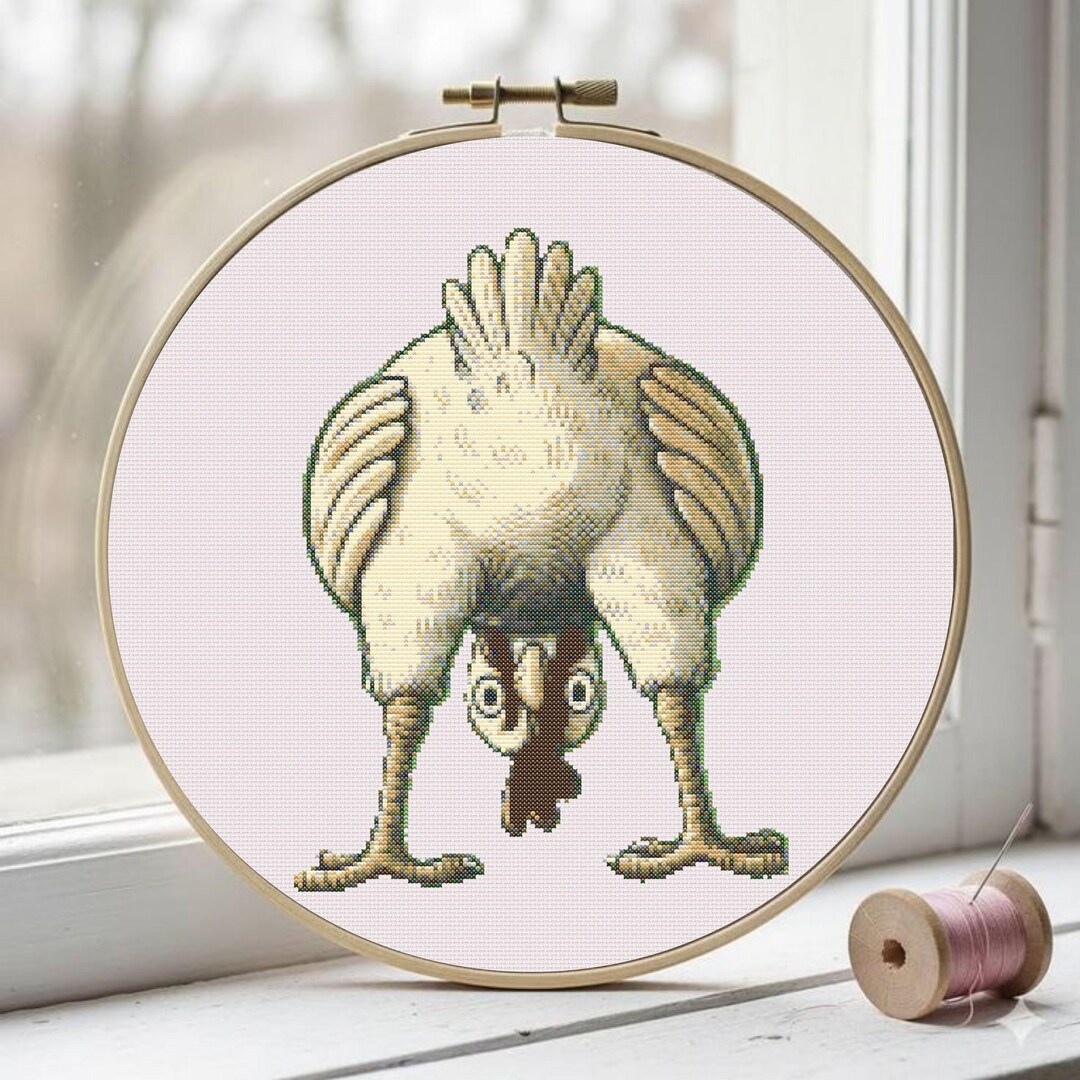 Funny Upside Down Chicken Cross Stitch Pattern, Rustic Farm Humor ...