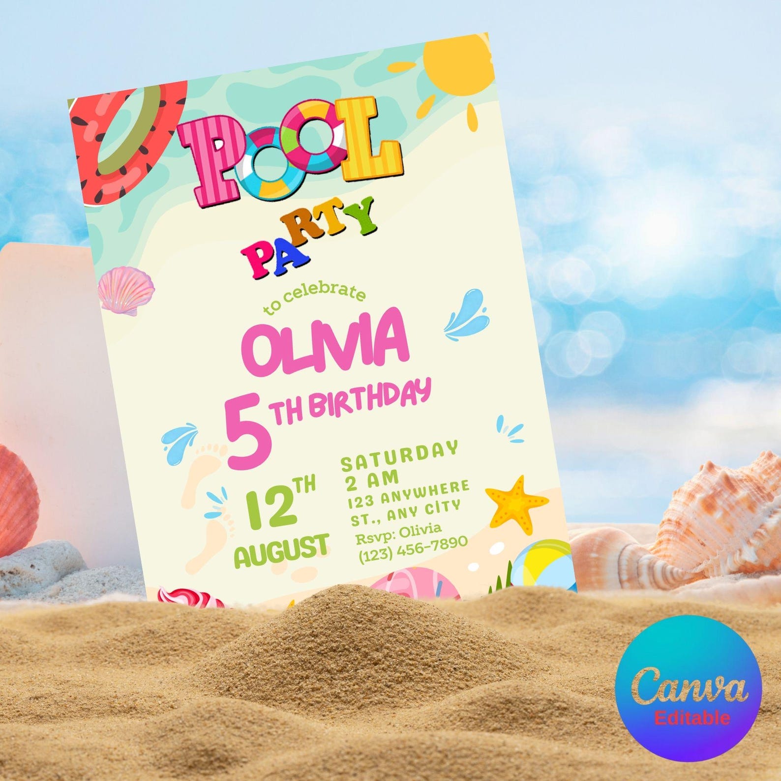 Printable Birthday Invitation, Editable Invitation, Instant Download ...