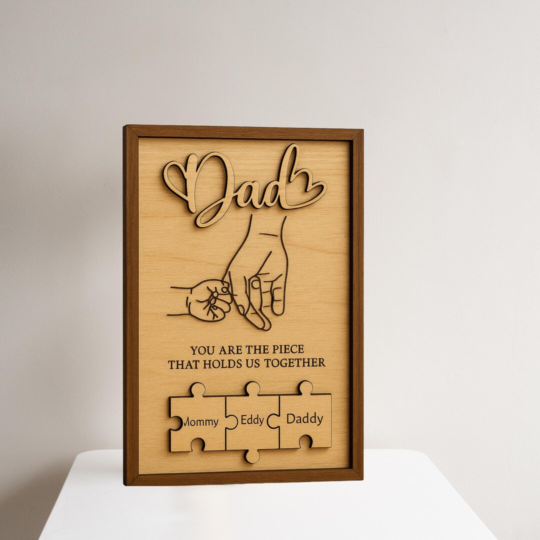 Custom Father's Day Puzzle Sign SVG, Family Hands Laser Cut File ...