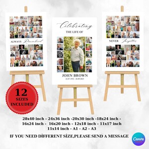 Editable Funeral Photo Collage Sign Set Templates,in Loving Memory ...