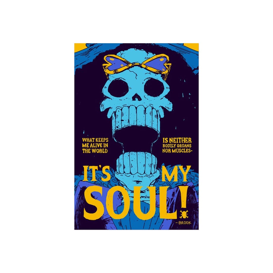 One Piece Brook Quote Art Print Anime Wall Decor, Skull Musician Poster ...