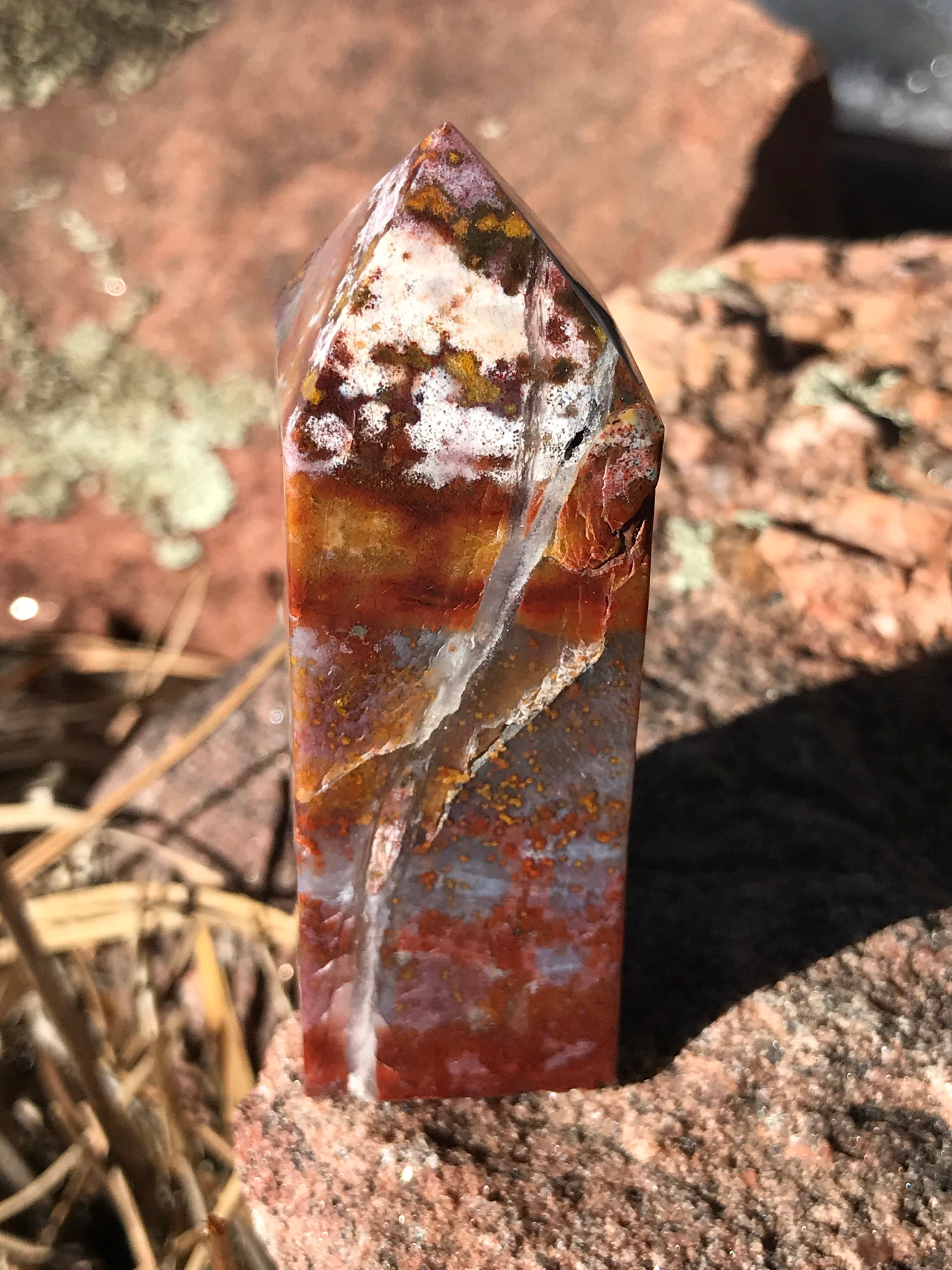 Pink Red Ocean Jasper Natural Polished Tower Semiprecious | Etsy